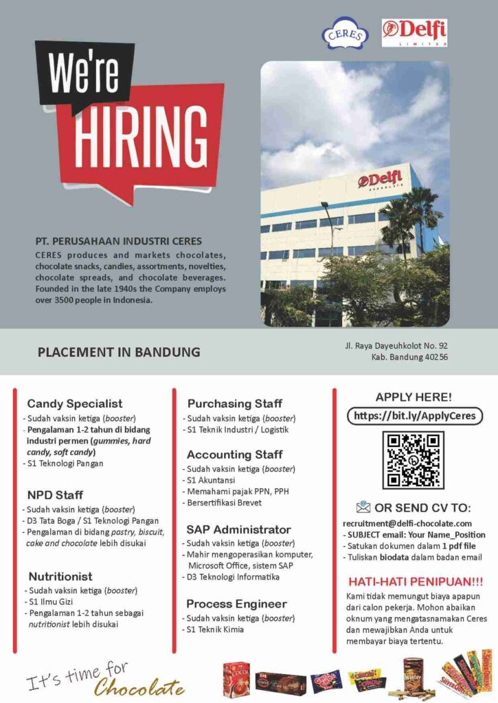 Loker PT. Perusahaan Industri Ceres (Delfi Group) - LOKER SUBANG ID