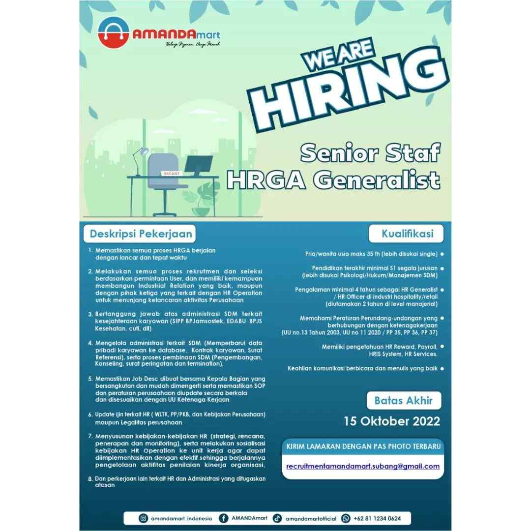 Loker Amandamart HRGA Oktober 2022 - LOKER SUBANG ID