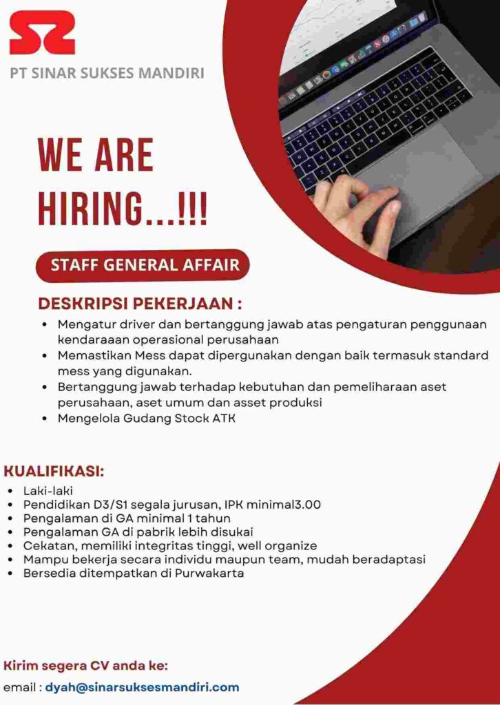 Lowongan Kerja PT Sinar Sukses Mandiri November 2022 - LOKER SUBANG ID