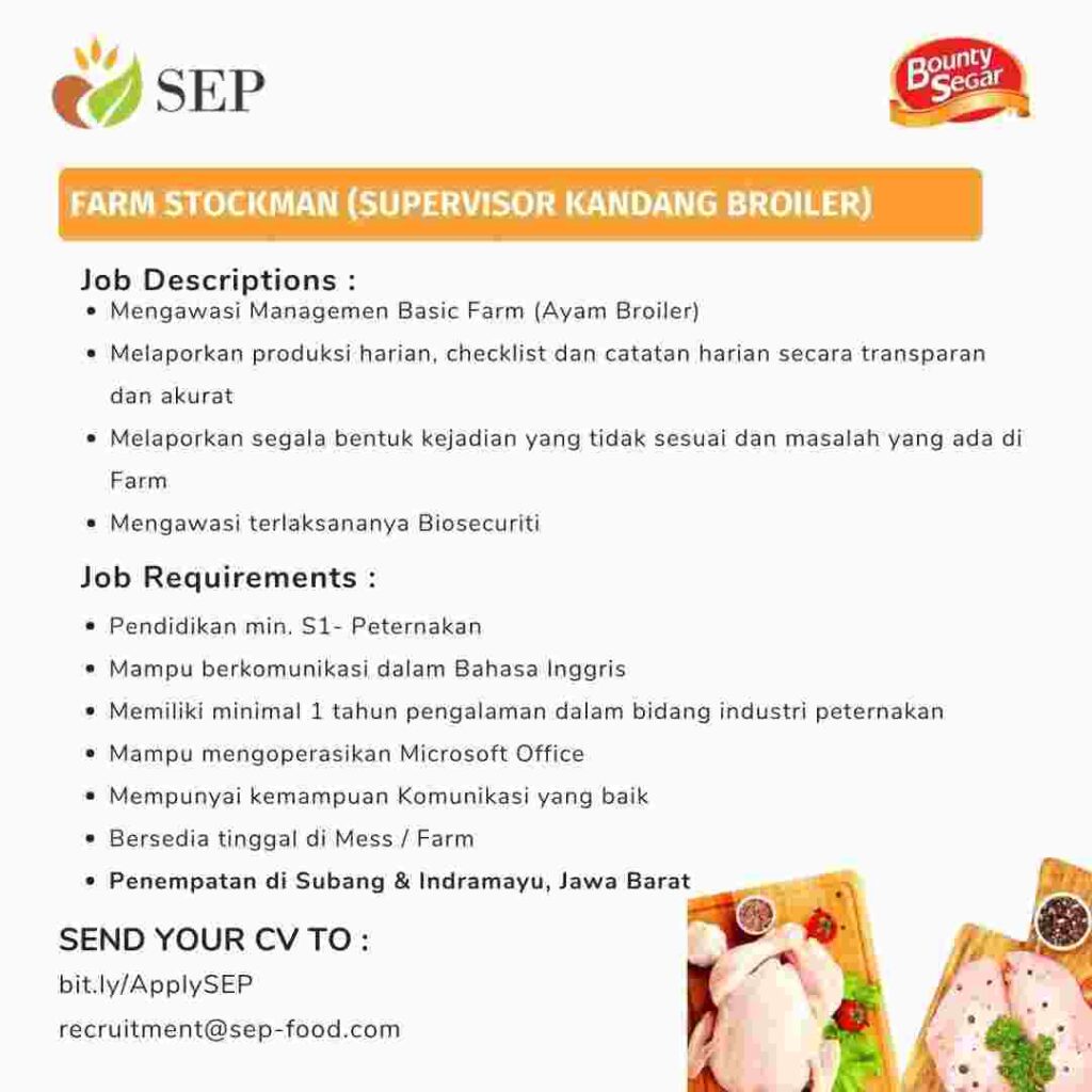 Lowongan Kerja PT Bounty Segar Indonesia Desember 2022 - LOKER SUBANG ID