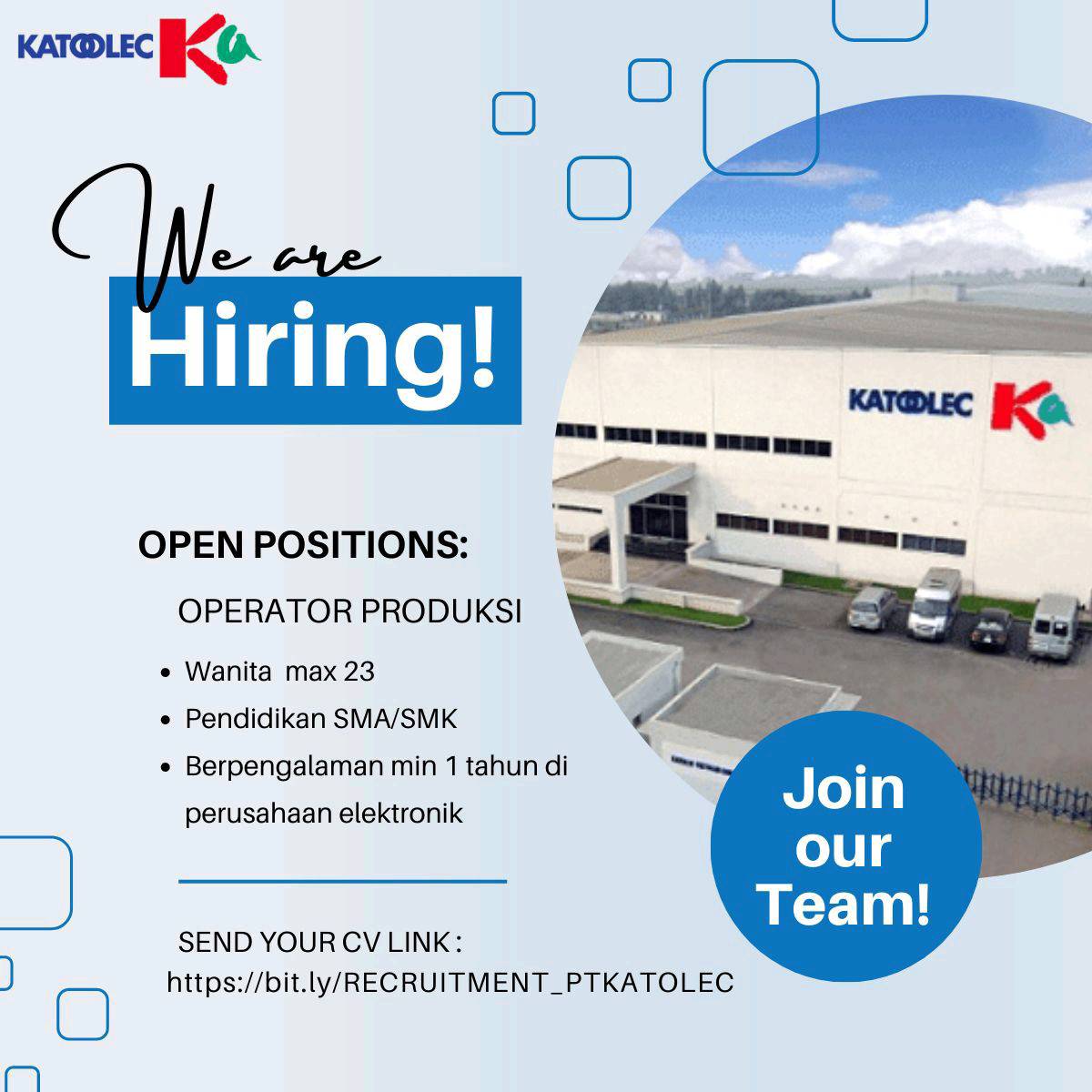 Lowongan Kerja PT Katolec Indonesia April 2023 - LOKER SUBANG ID