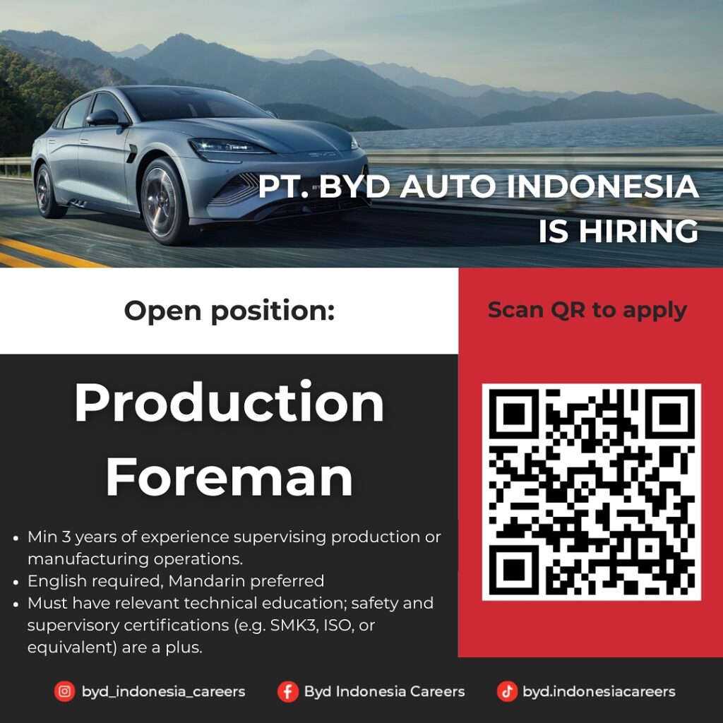 Lowongan Kerja Subang FORKLIFT PT BYD Auto Indonesia Oktober 2025 ...