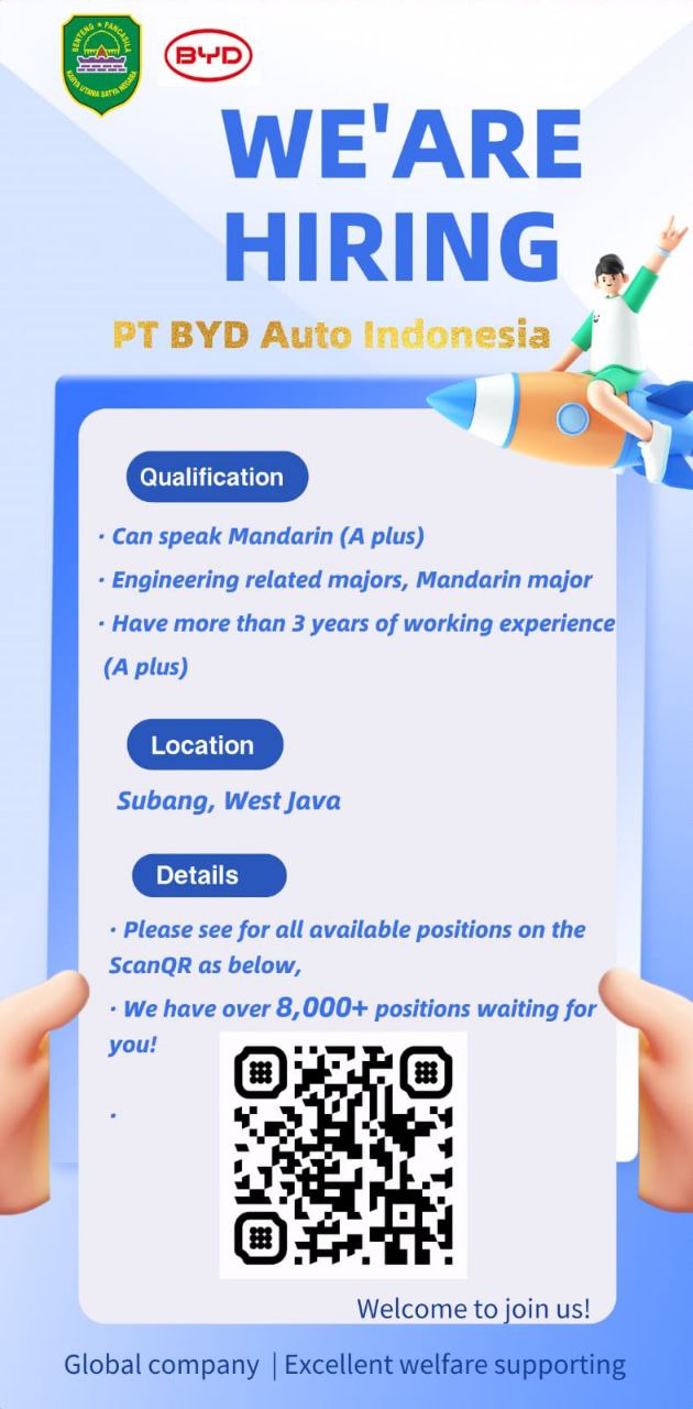 Lowongan Kerja Subang PT BYD Auto Indonesia Januari 2025 Terbaru ...
