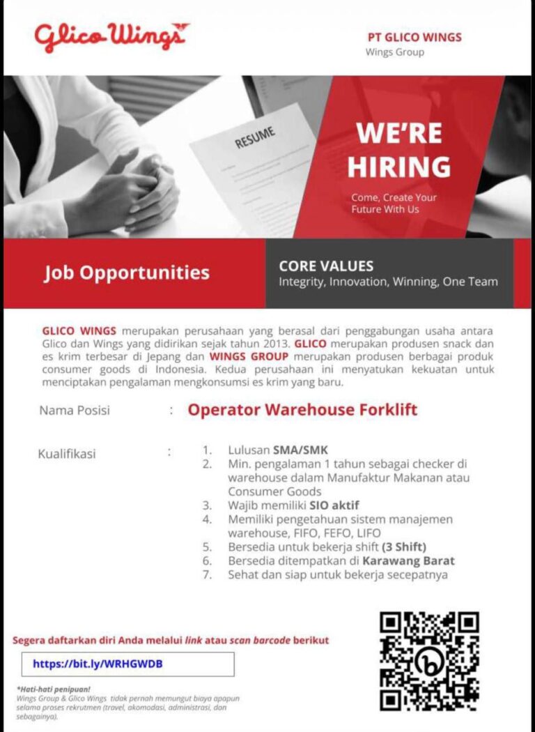 Lowongan Kerja Karawang PT Glico Wings Mei 2025 Terbaru - LOKER SUBANG ID