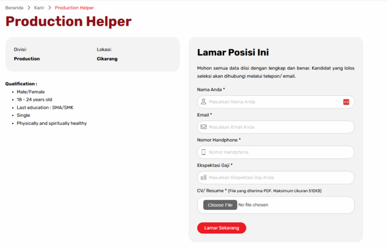 Lowongan Kerja Cikarang PT Nissin Foods Indonesia Oktober 2025 Terbaru - LOKER SUBANG ID