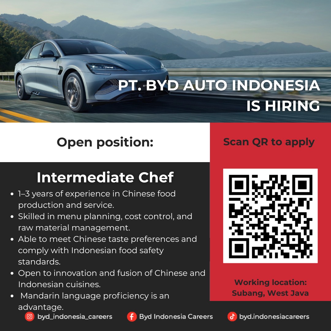 Lowongan Kerja Subang PT BYD Auto Indonesia Desember 2025 Terbaru ...
