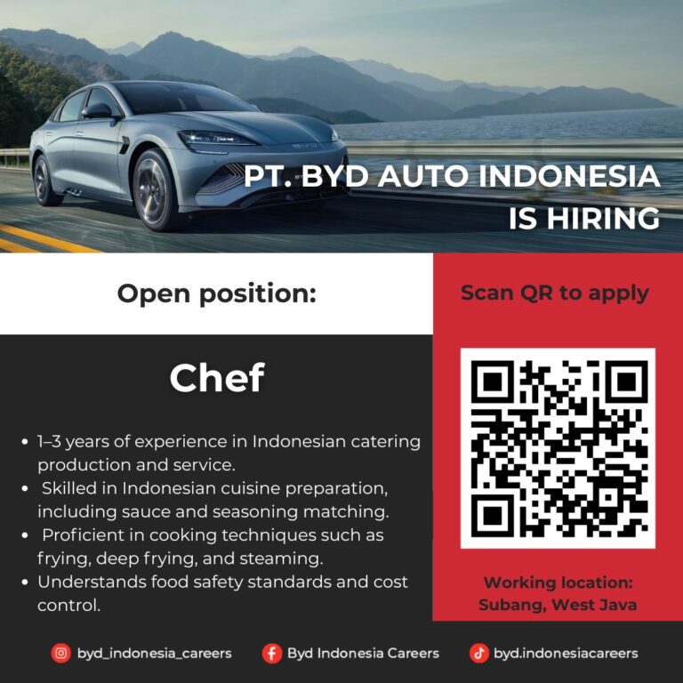 Lowongan Kerja Subang PT BYD Auto Indonesia Desember 2025 Terbaru ...